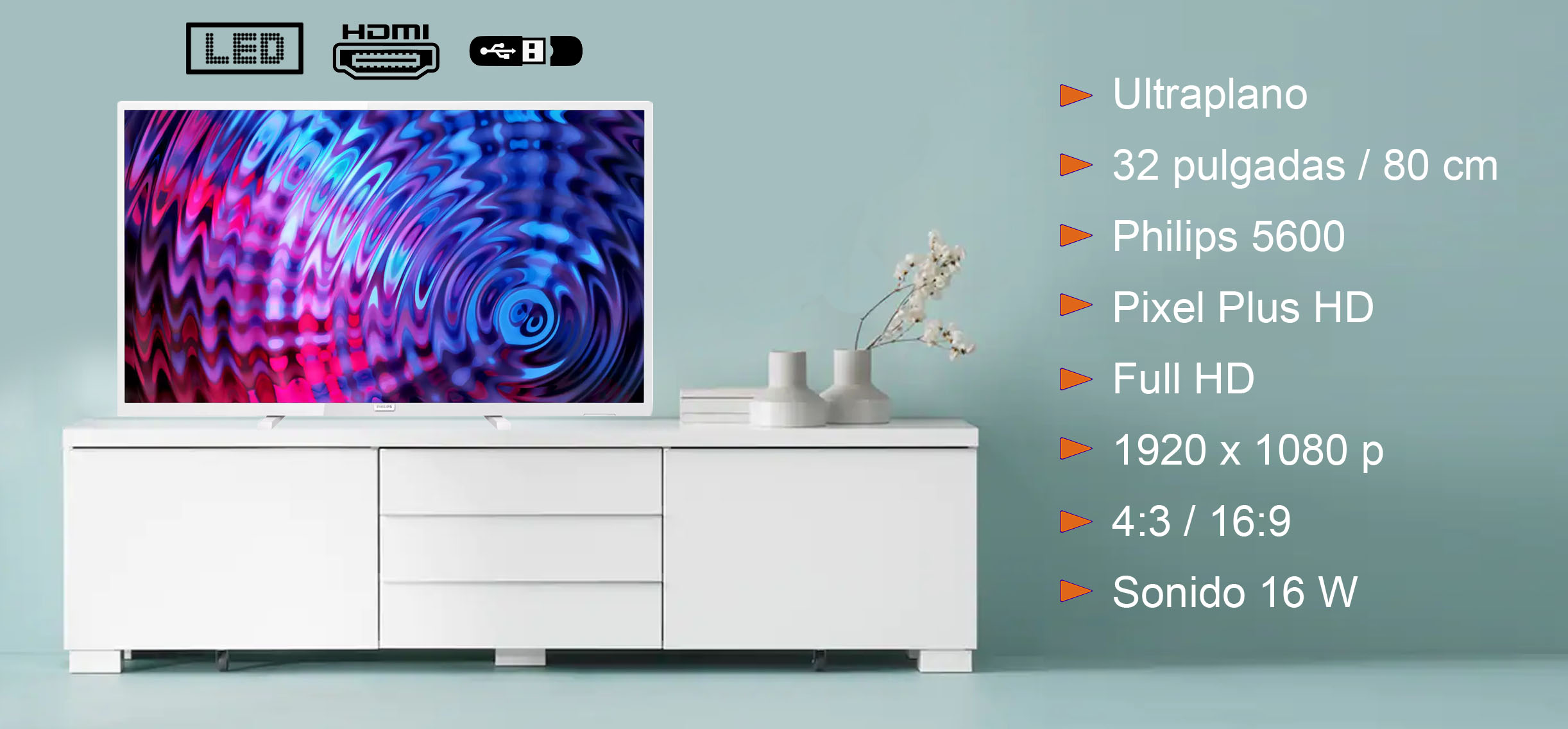 Philips 32PFS5603/12 - Televisor de 32" en color blanco Pixel Plus HD ...
