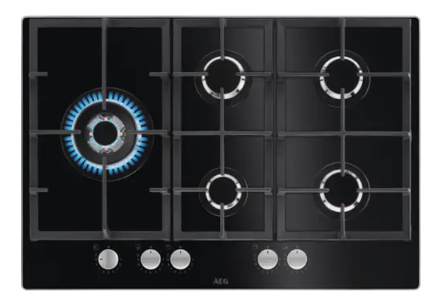Aeg HKB75820NB- Placa de Gas Natural 75 cm 5 Fuegos Gas on Glass Negra ...