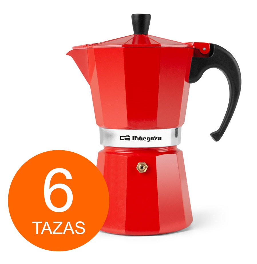 Orbegozo KFR 640 - Cafetera italiana roja para 6 tazas vitro, gas y ...