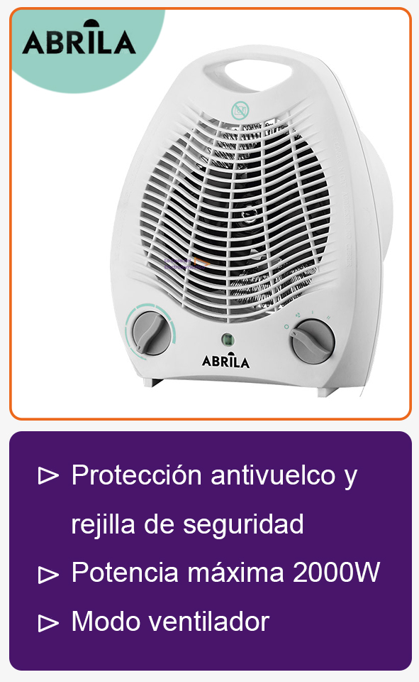 Abrila Candil - Termoventilador blanco de 2000W 29.5 x 21.9 x 13.1 cm ...