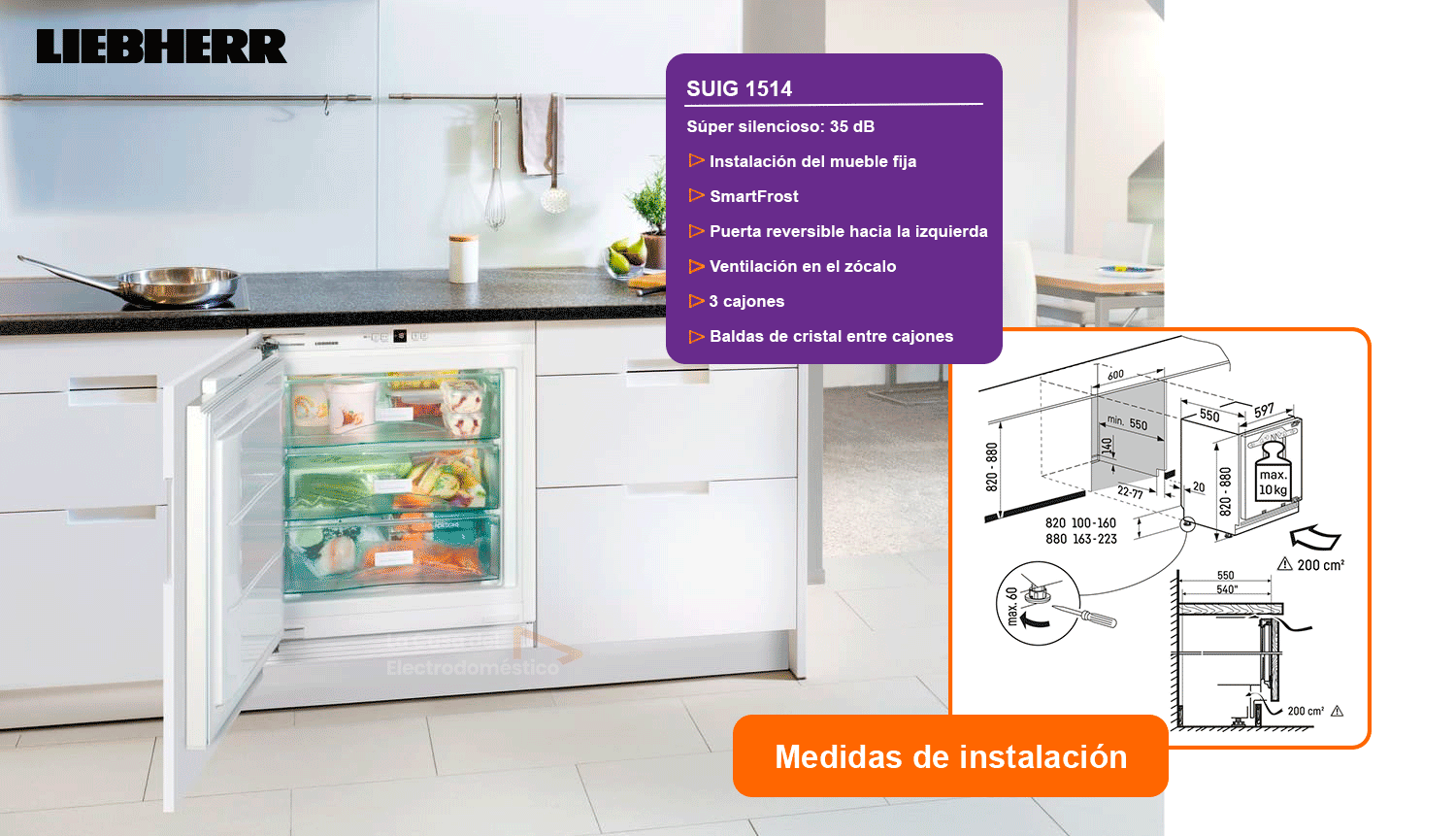 Liebherr SUIG 1514 - Congelador Integrado Bajo Encimera 82x59.7x55cm ...