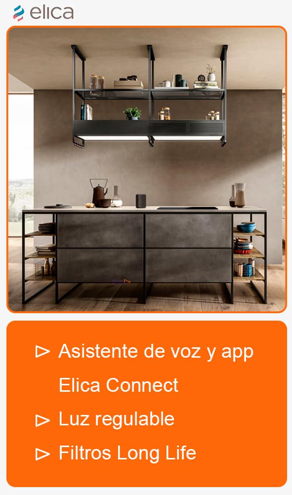 Elica OPEN SUITE SUPERIOR BL/F/160 - Campana estantería 160 cm 500 m³/h ...